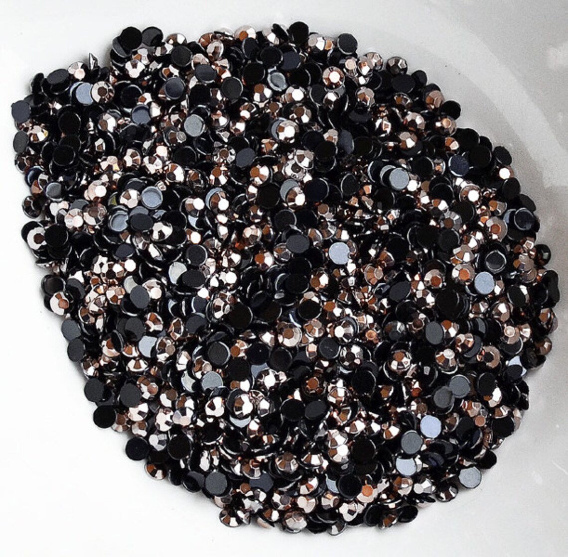 1000 Round Faceted Flat Back Rhinestone SS12 3mm Metallic Copper Rose ...
