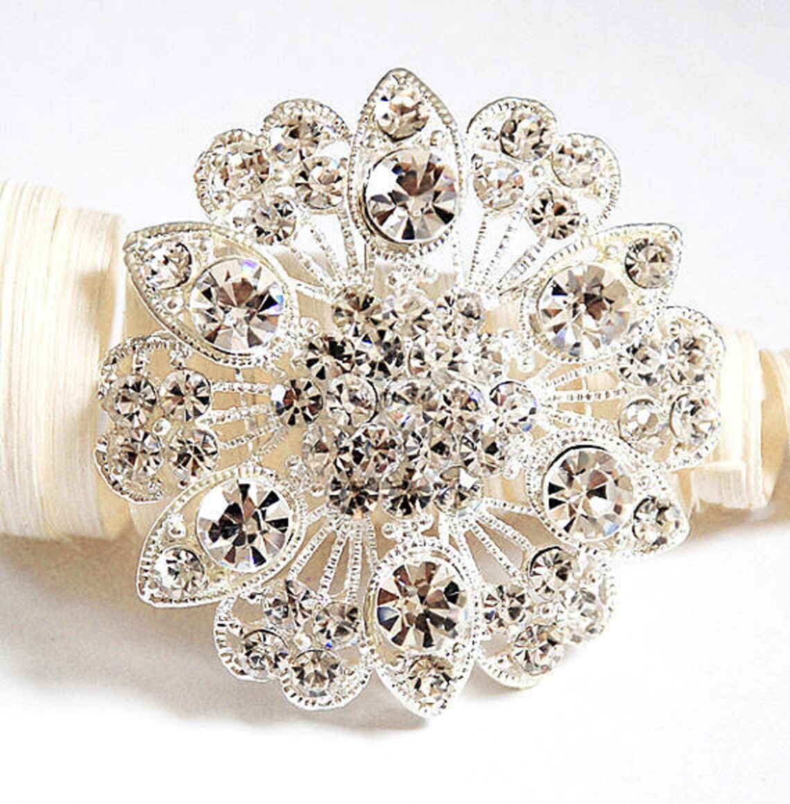 Rhinestone Brooch Crystal Brooch Bridal Brooch Bouquet Hair - Etsy