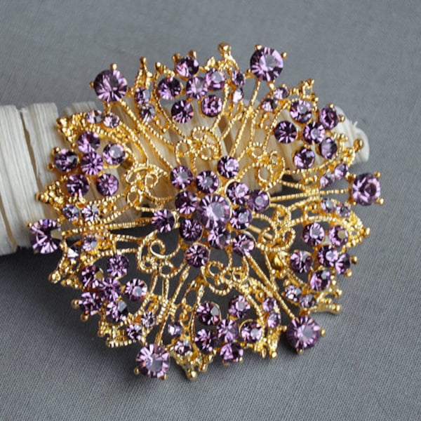 Purple Stone Brooch - Etsy