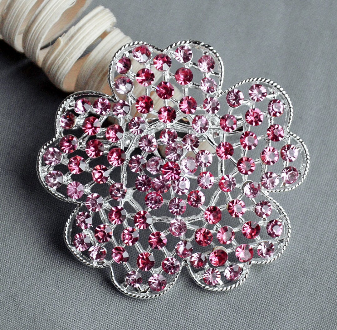 Rhinestone Brooch Component Crystal Light Rose Pink Brooch Bouquet Hair ...