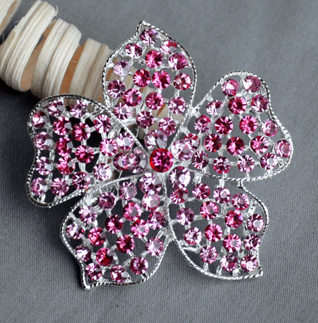 Rhinestone Brooch Component Crystal Light Rose Pink Brooch Bouquet Hair ...
