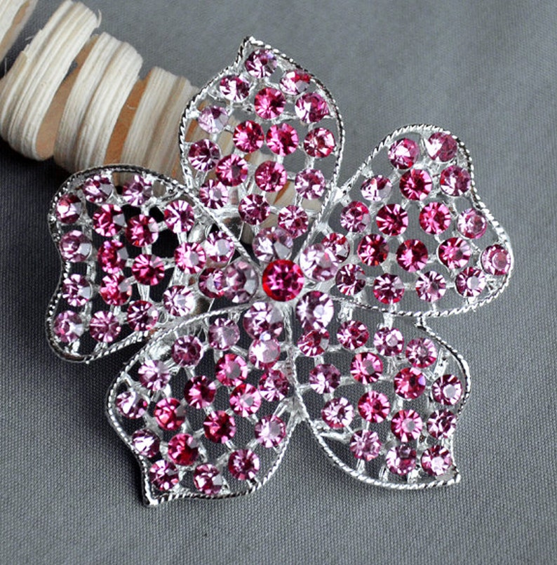 Rhinestone Brooch Component Crystal Light Rose Pink Brooch Etsy