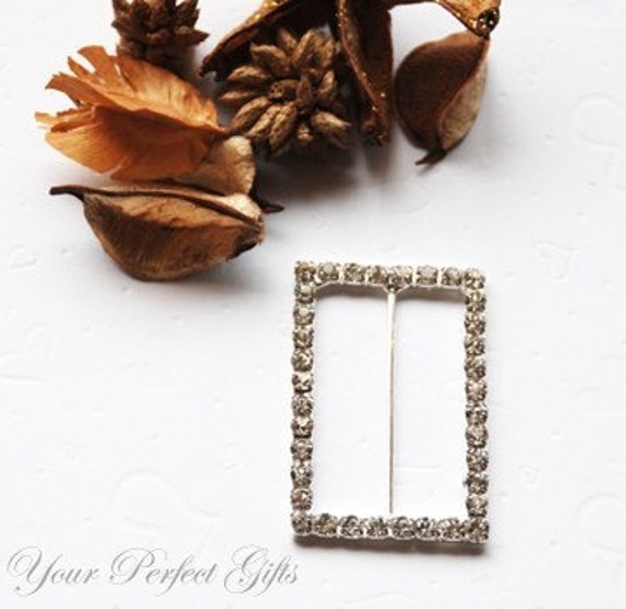 Rhinestone Buckles Crystal Sliders Silver Wedding Invitation | Etsy