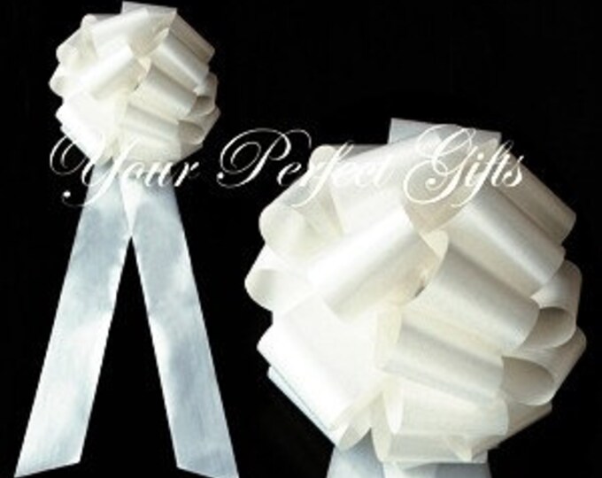 10 LARGE IVORY WEDDING 9 INCH PULL PEW BOWS 24 EXTRA WIDE LOOPS BRIDAL ...