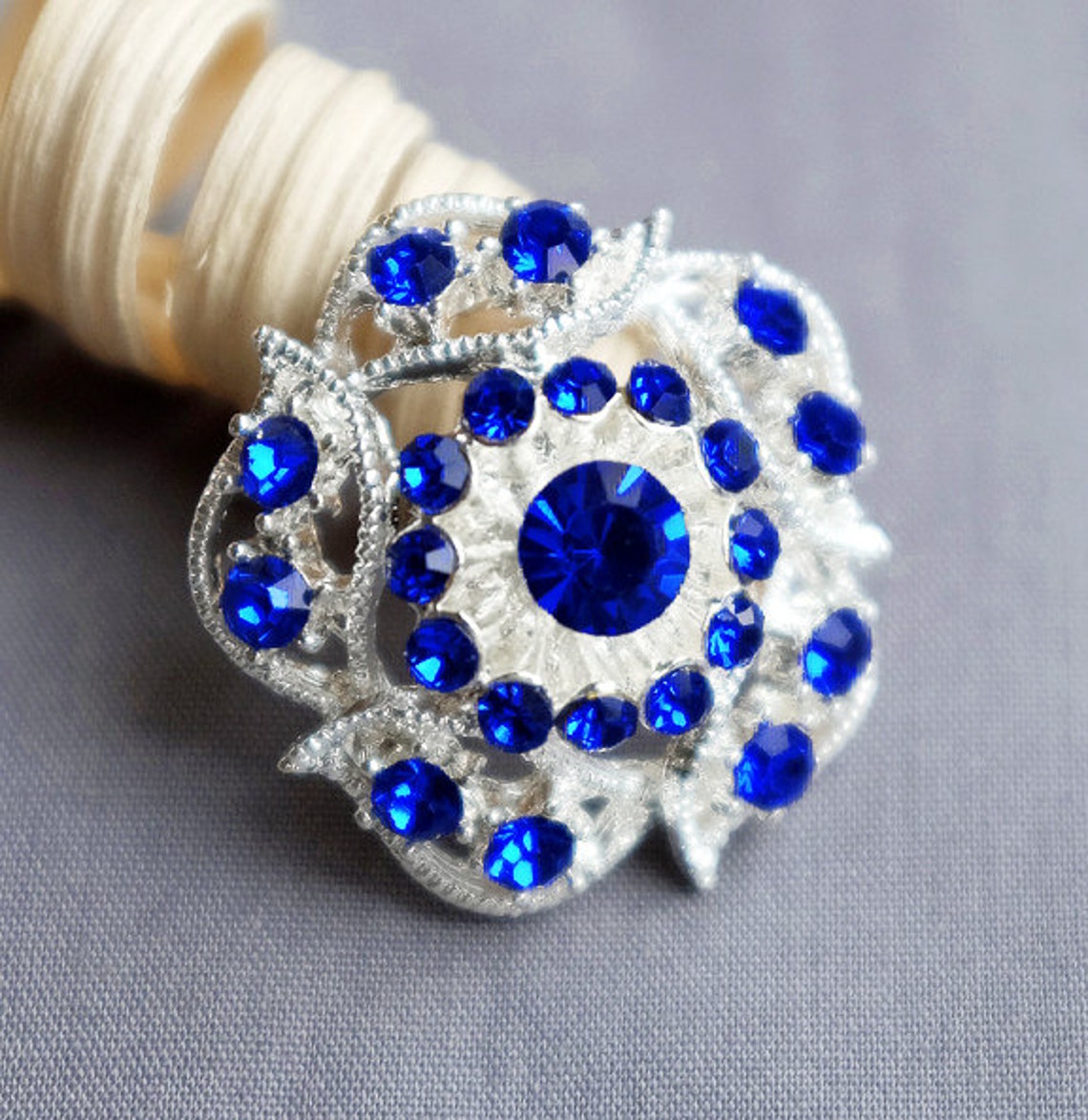 10 Pcs Dark Royal Blue Rhinestone Button Crystal Embellishment - Etsy
