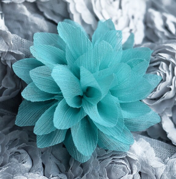 20 Pcs Chiffon Silk Rose Flower Rosette Teal Blue Bridal | Etsy