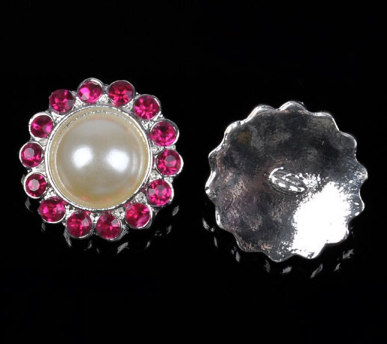 10 Rhinestone Buttons Round Pearl Rose Pink Crystal Hair - Etsy