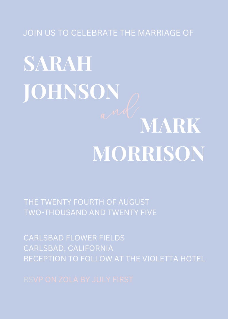 Classic & Clean Wedding Invitation, Instant Download, Printable Invite ...