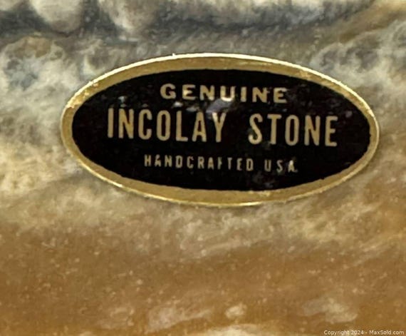 Rare Vintage GENUINE INCOLAY STONE Equestrian Hinged … - Gem