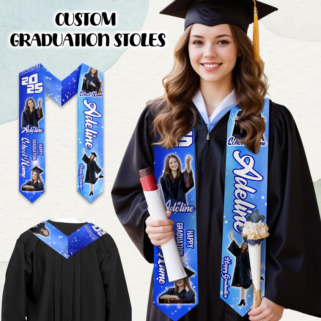 Custom Class of 2025 Graduation Stole,personalized Text Graduation ...