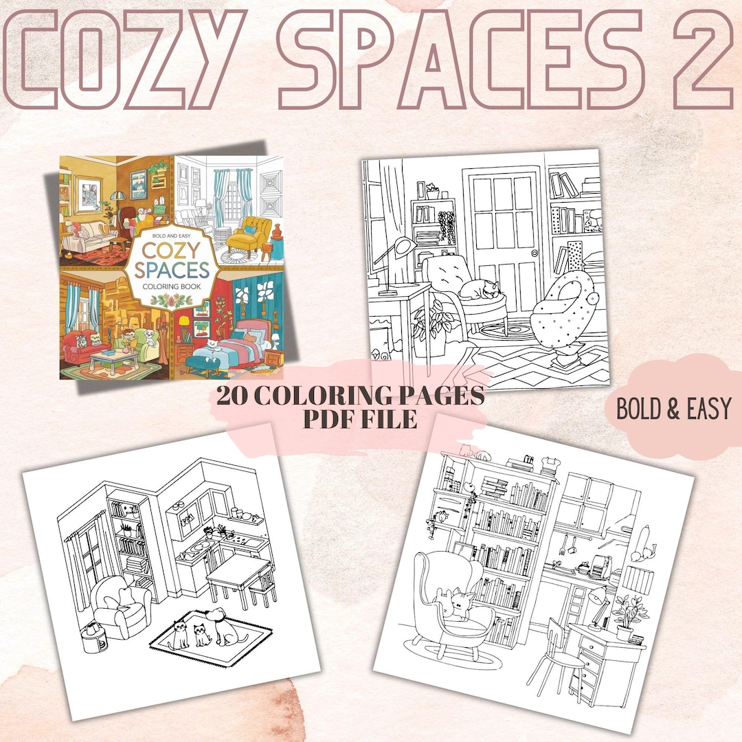 Cozy Spaces: Super Cute Designs of Cozy, 20 Printable Coloring Pages ...