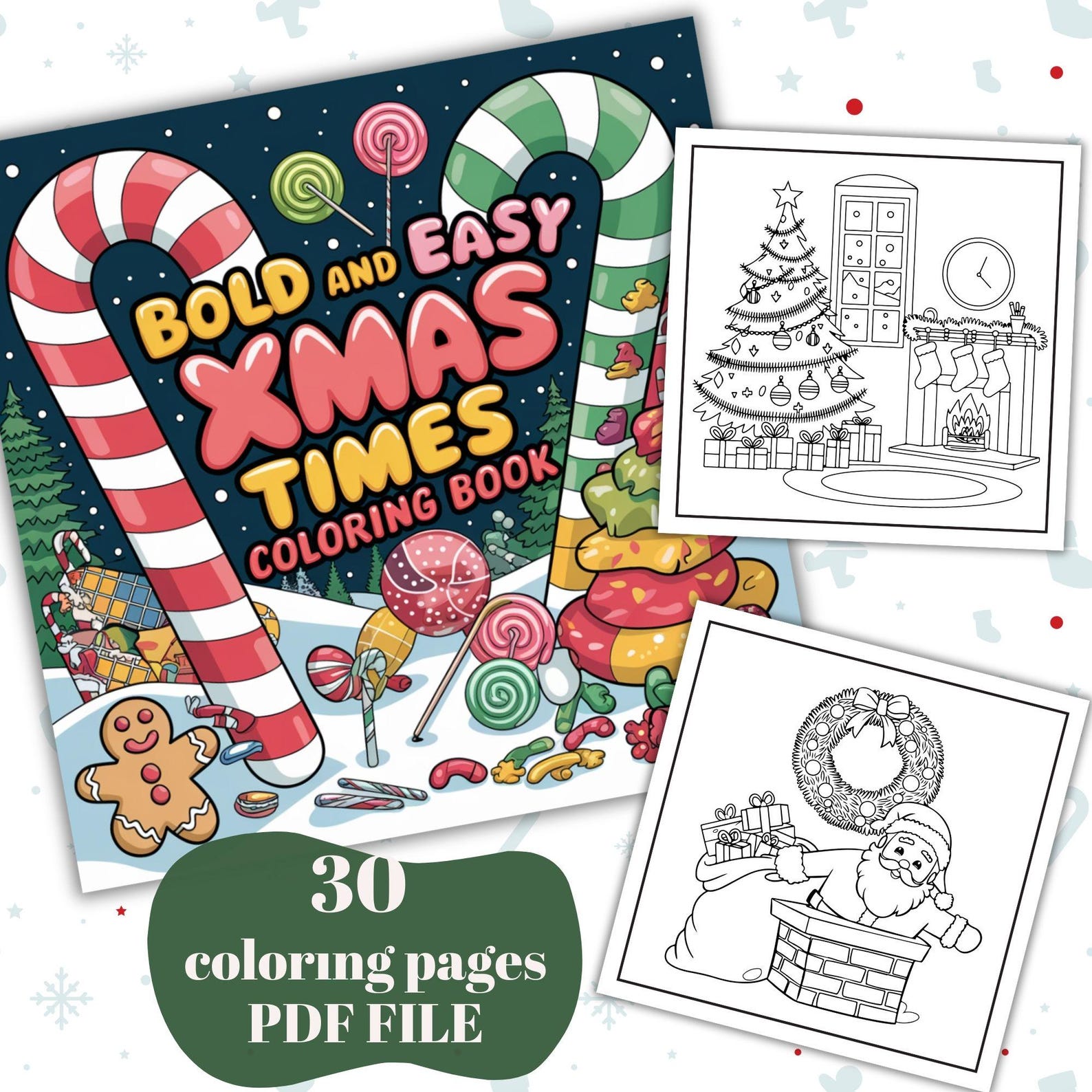 Xmas Times: Cute Cozy Christmas Scenes Coloring Book, 30 Digital ...