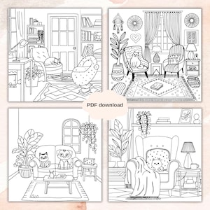 Cozy Spaces: Super Cute Designs of Cozy, 20 Printable Coloring Pages ...