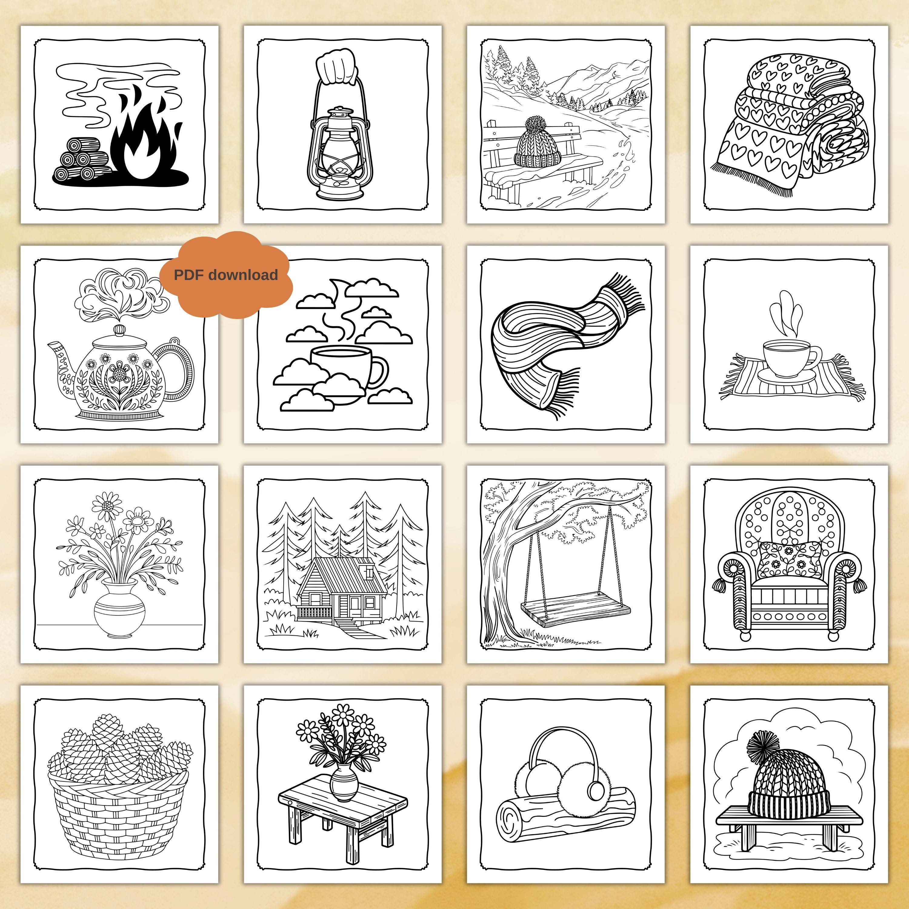 100 Cozy Hygge Coloring Pages Printable, Cute Coloring Pages for Cozy ...