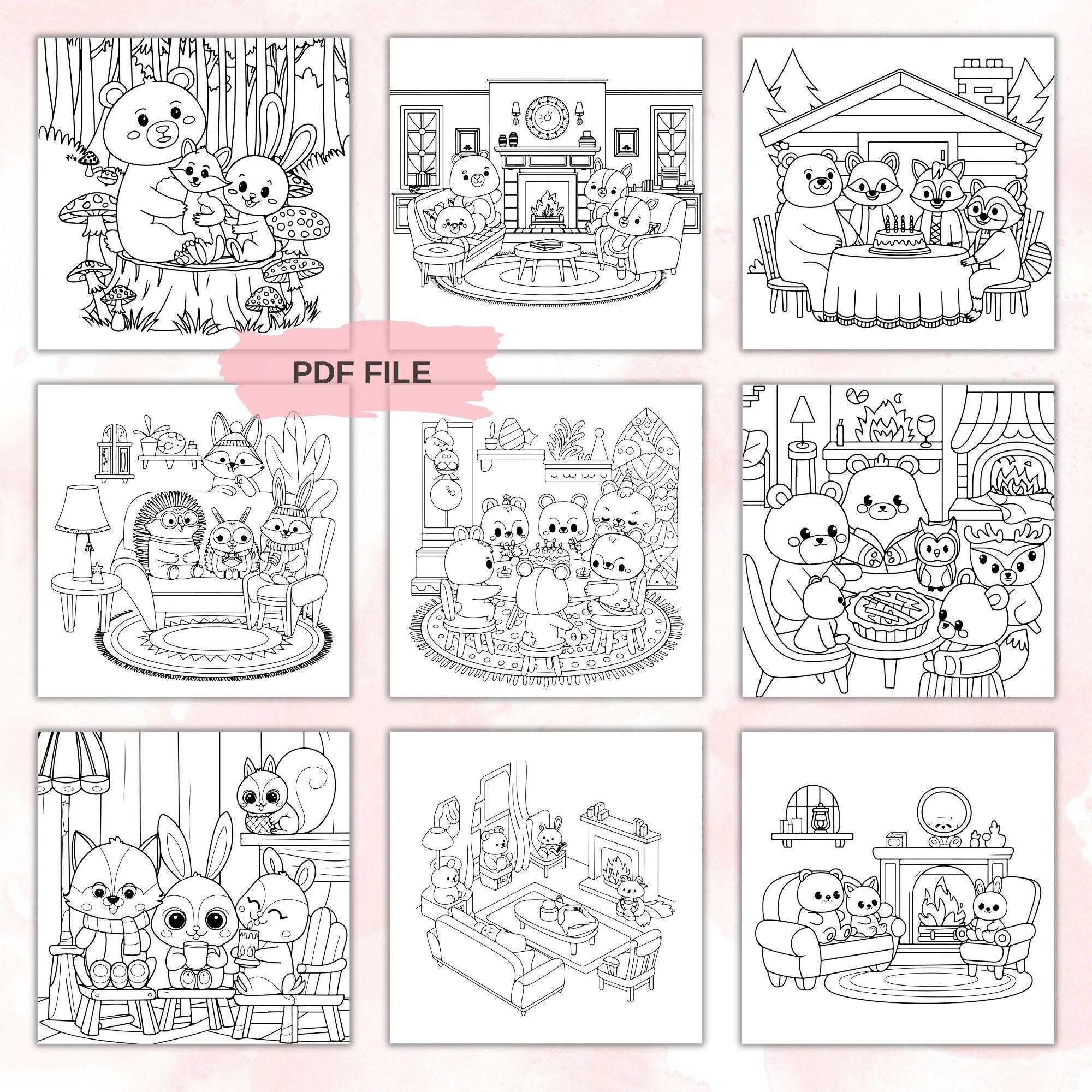 Cozy Friends Coloring Book, Adorable Animals Coloring 45 Pages, Comfy ...