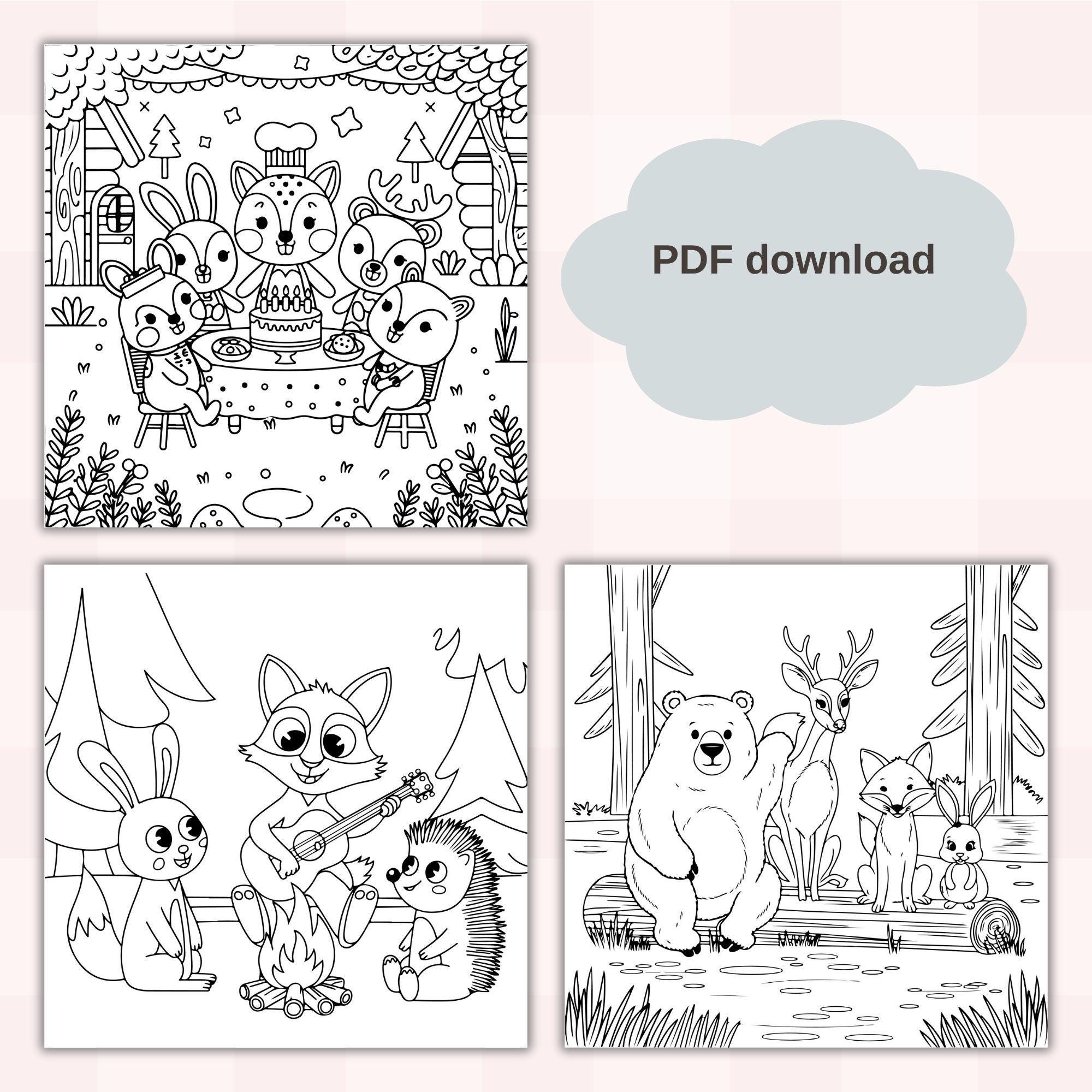 Cozy Friends Coloring Book, Adorable Animals Coloring Pages, Comfy ...