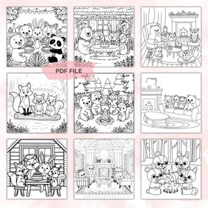 Cozy Friends Coloring Book, Adorable Animals Coloring 45 Pages, Comfy ...