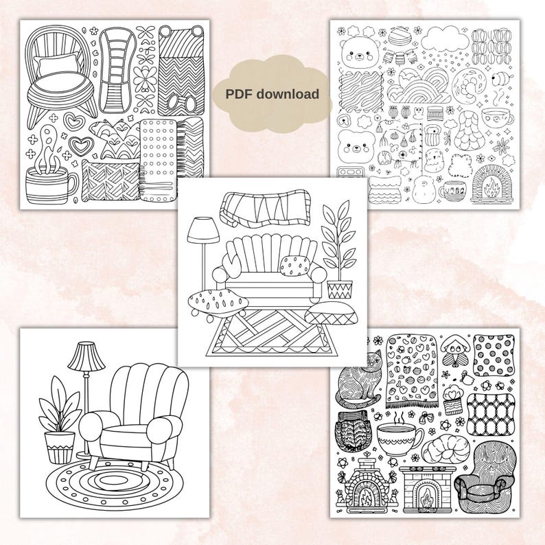 Cute Patterns Coloring Pages Printable, Cozy Home Pattern Coloring ...