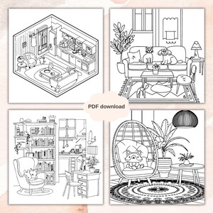 Cozy Spaces: Super Cute Designs of Cozy, 20 Printable Coloring Pages ...