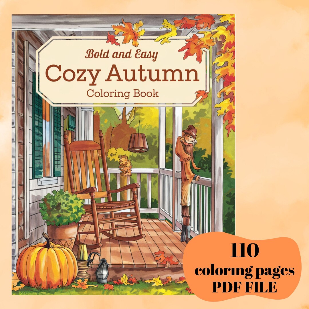 110 Autumn Coloring Pages, Cozy Autumn Book, Fall Coloring Pages, Cozy ...