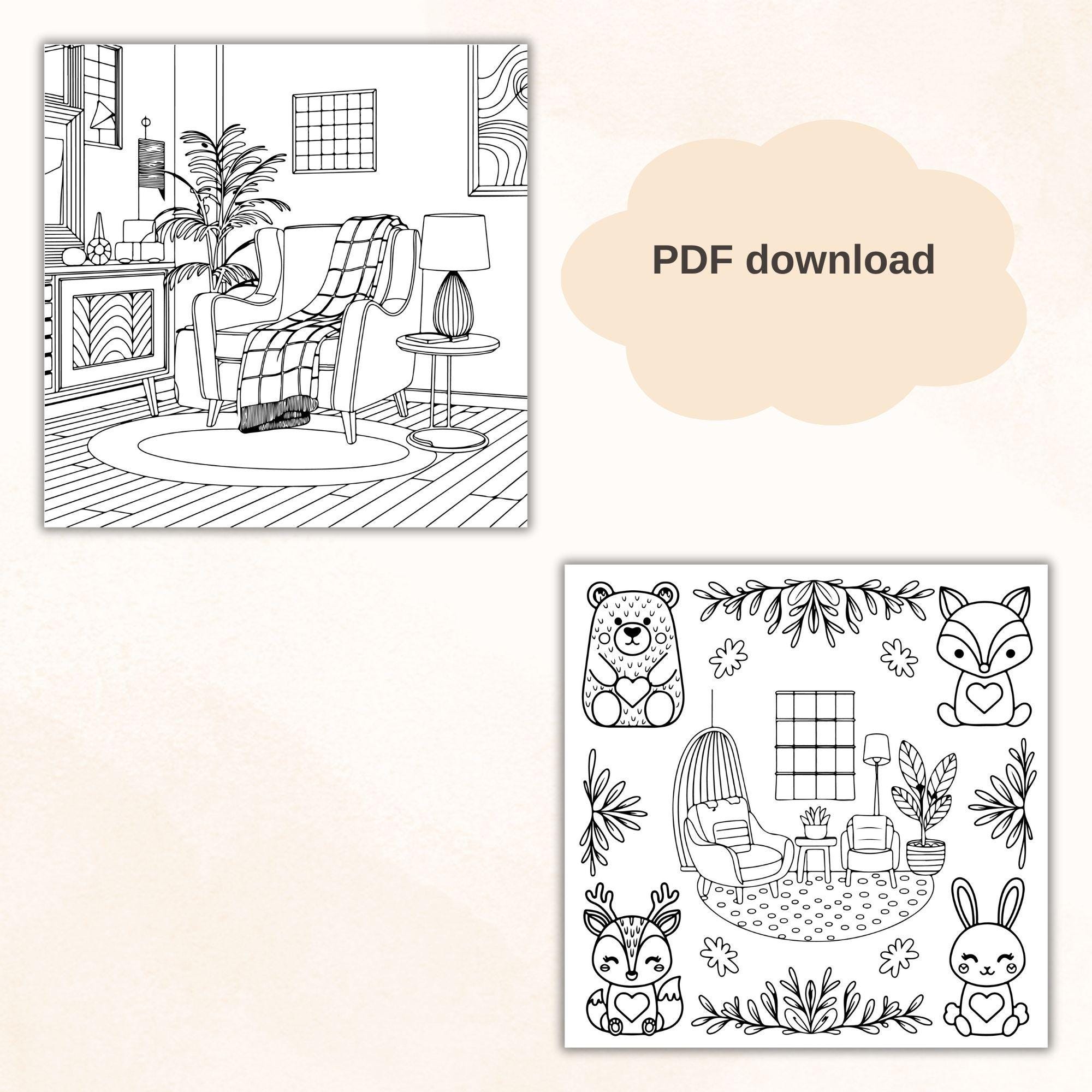 Little Corner: Super Cute Designs of Cozy, 10 Printable Coloring Pages ...