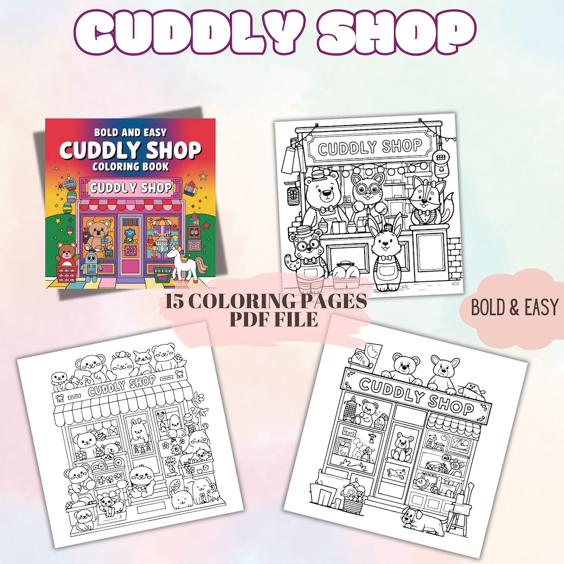 Little Shops:15 Super Cute Coloring Pages, Cuddly Shops, Charming Shops ...