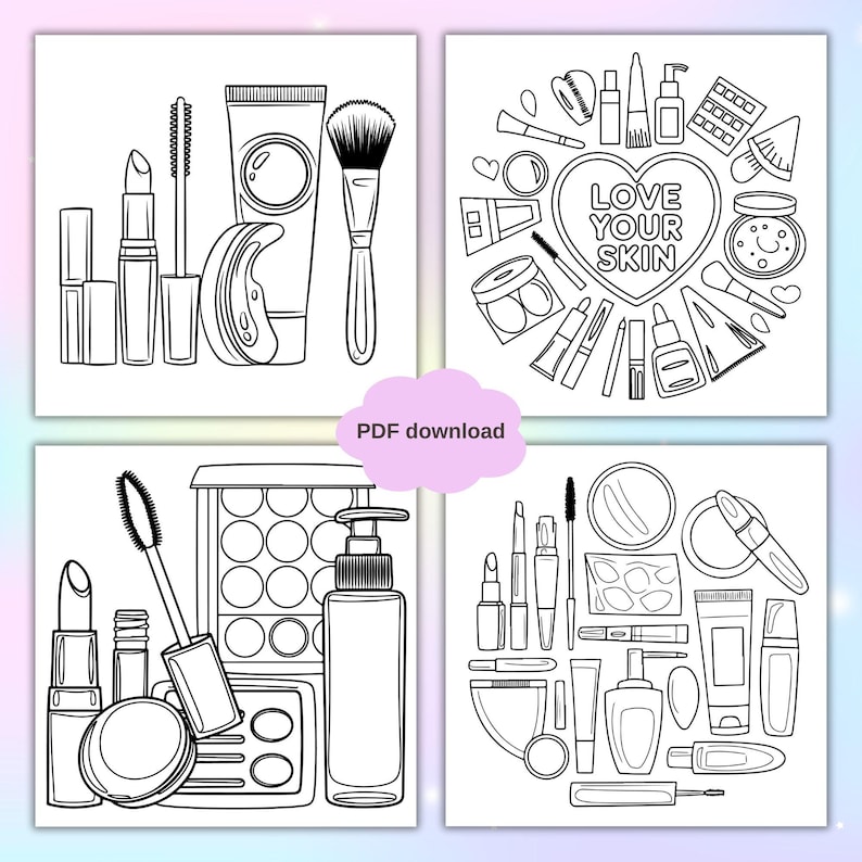Bold & Easy Glow Cosmetics Coloring Book, Cozy Cosmetics Coloring Page ...