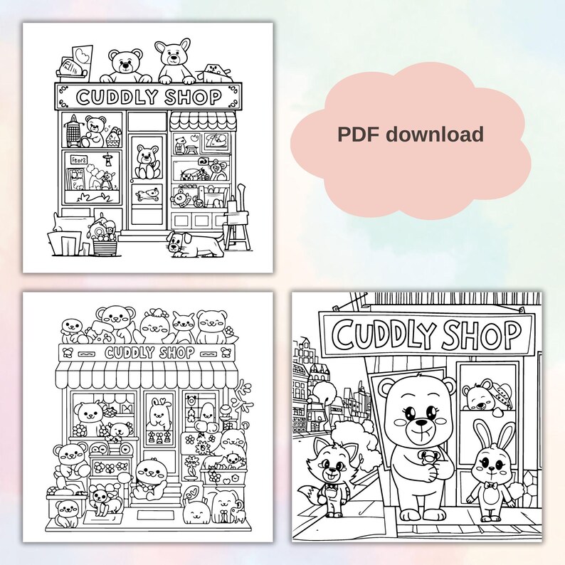 Little Shops:15 Super Cute Coloring Pages, Cuddly Shops, Charming Shops ...