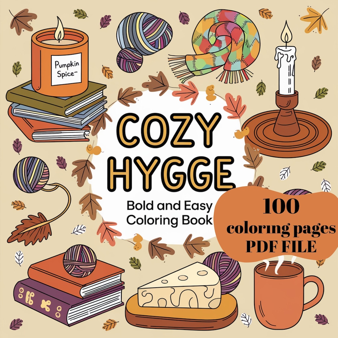 100 Cozy Hygge Coloring Pages Printable, Cute Coloring Pages for Cozy ...