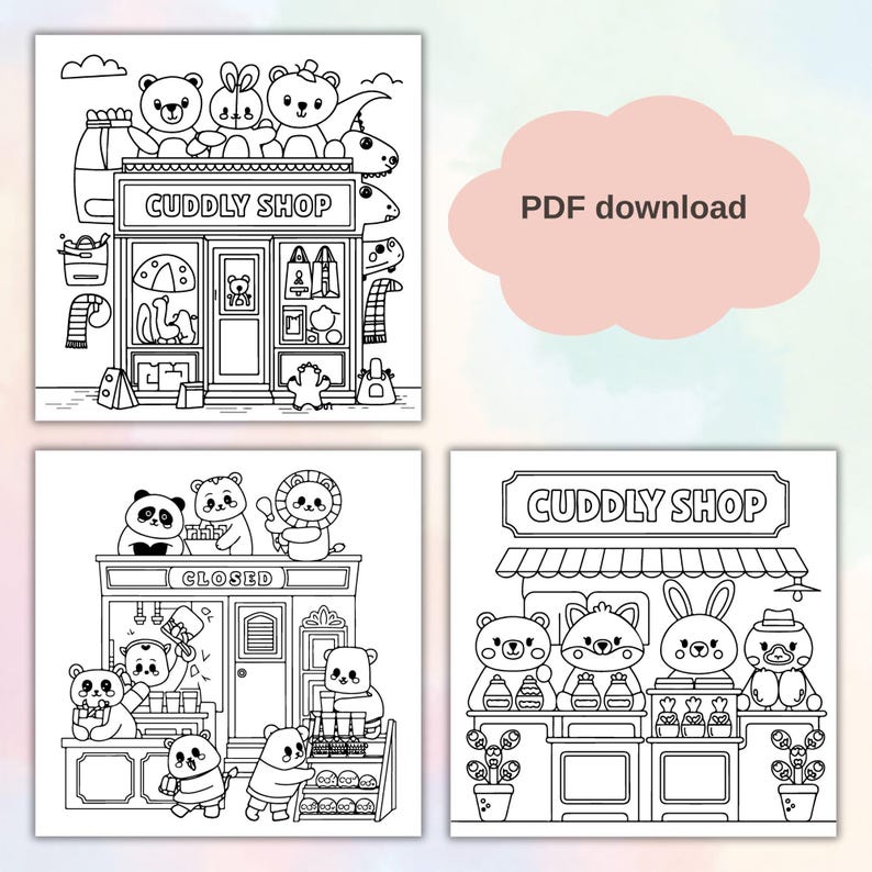 Little Shops:15 Super Cute Coloring Pages, Cuddly Shops, Charming Shops ...