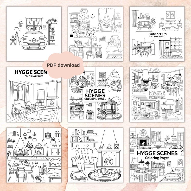 72 Hygge Place Coloring, Cozy Moments Coloring Pages, Bold and Easy ...