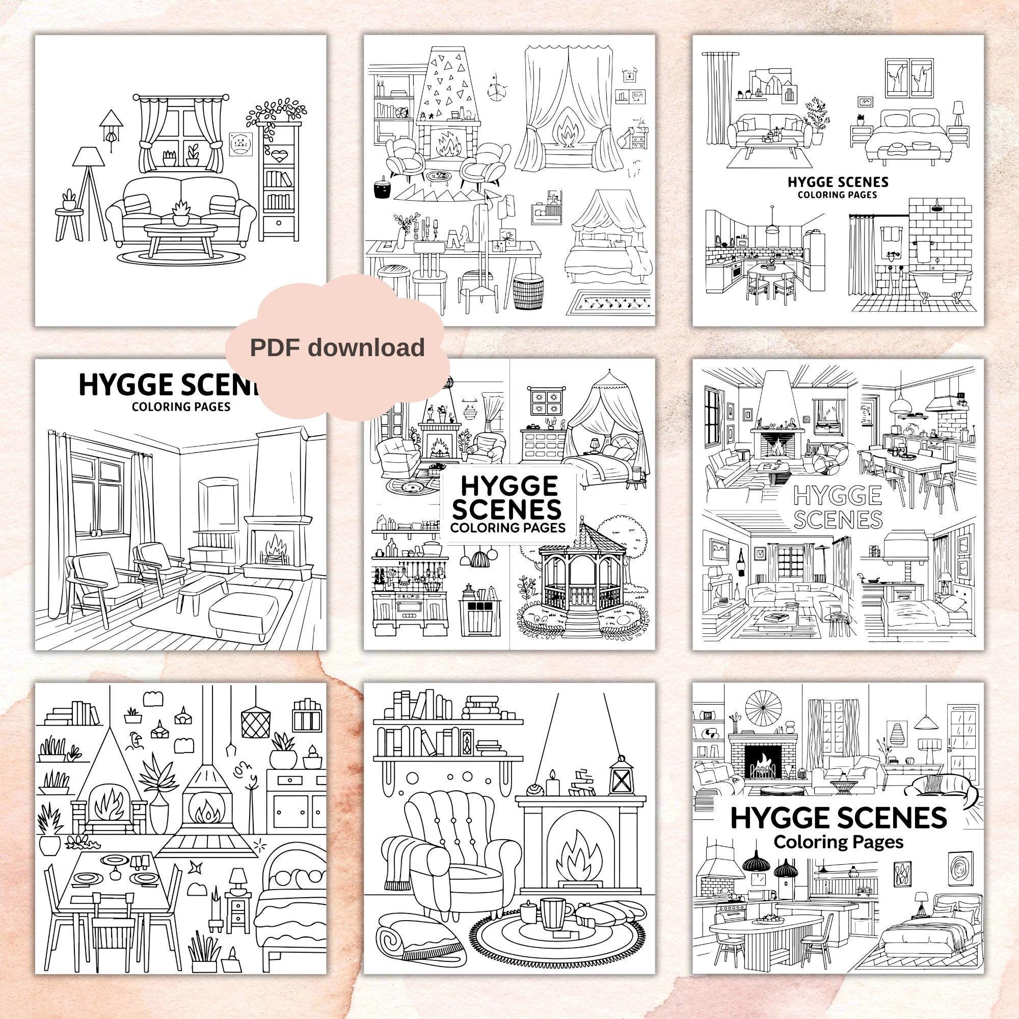 72 Hygge Place Coloring, Cozy Moments Coloring Pages, Bold and Easy ...