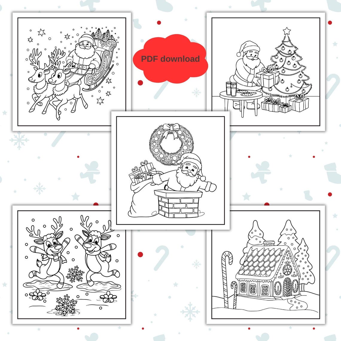 Xmas Times: Cute Cozy Christmas Scenes Coloring Book, 30 Digital ...