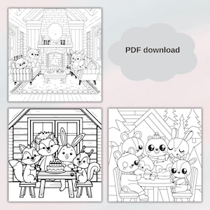 Cozy Friends Coloring Book, Adorable Animals Coloring Pages, Comfy ...