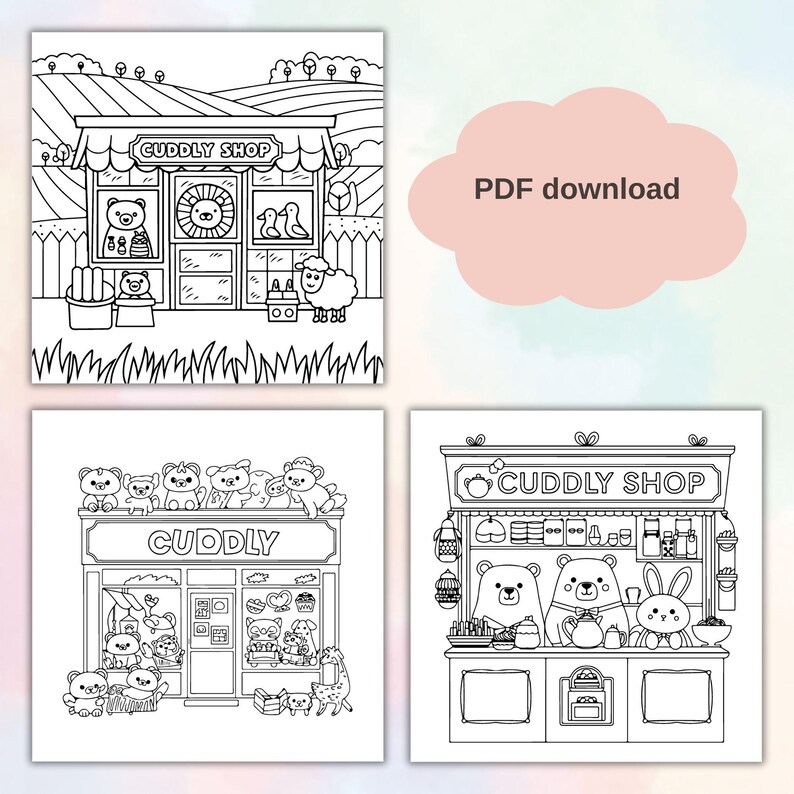 Little Shops:15 Super Cute Coloring Pages, Cuddly Shops, Charming Shops ...