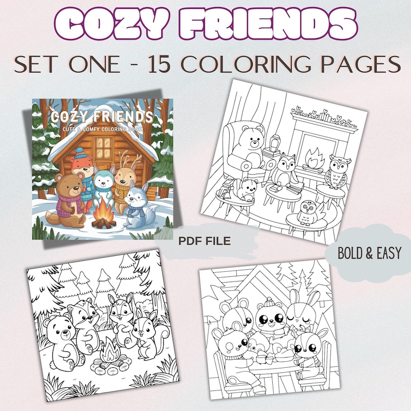 Cozy Girl Coloring Book - Etsy