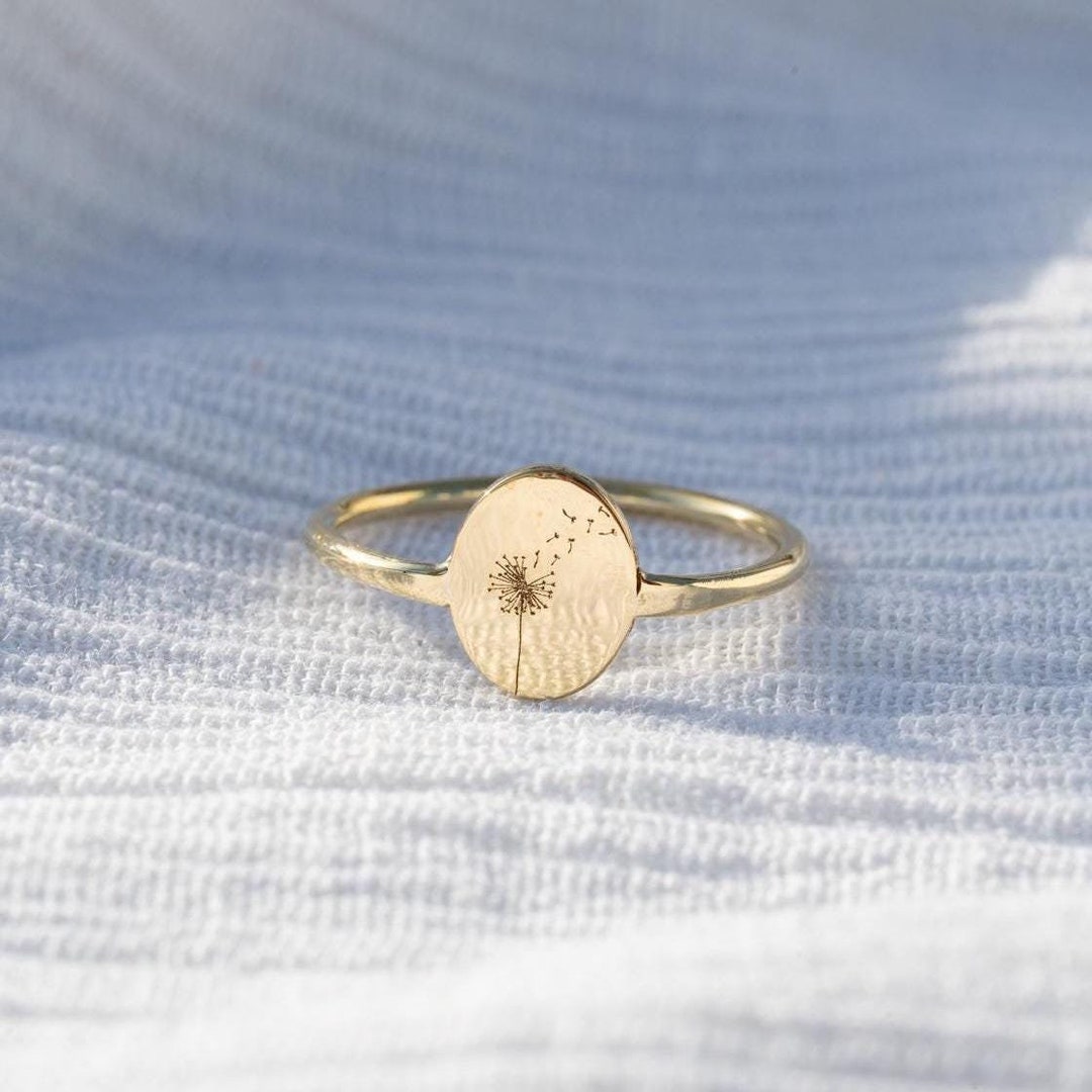 Dandelion Floral Ring, Custom Flower Jewelry, Gift for Her, Birthday ...