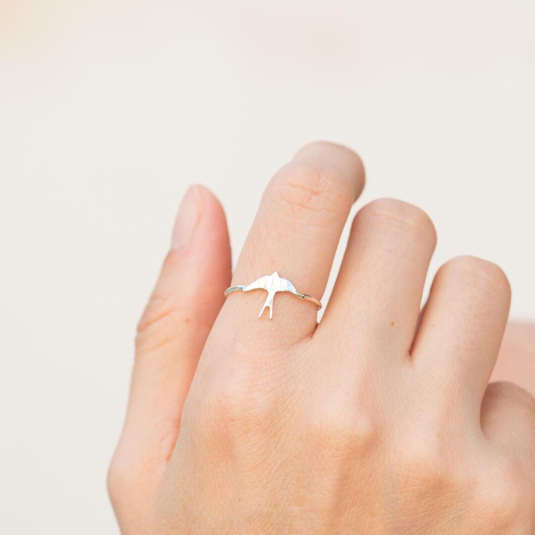 Swallow Ring, Christmas Gift, Unique Gift for Her, Birthday Gift, Nature-inspired Ring, Gift for ...