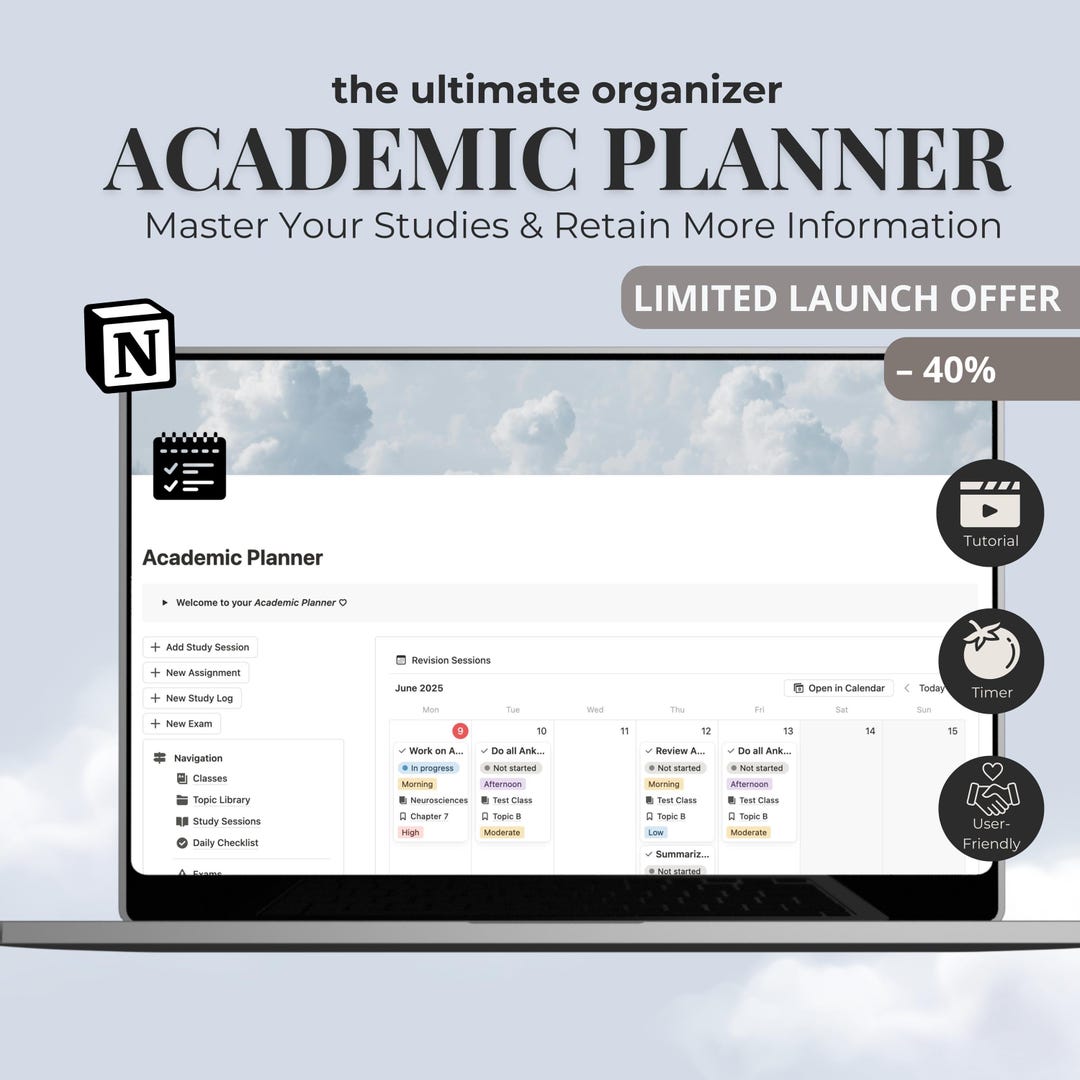 Notion Academic Planner for Students | Study Organizer Exam Tracker ...