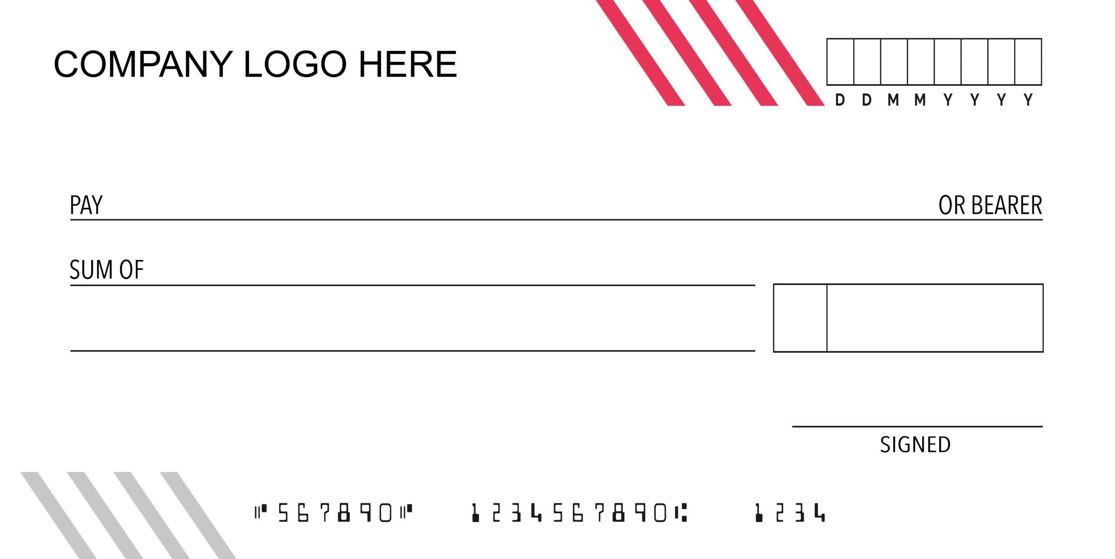 RIGID Ex Large or Smaller Blank Personalised Cheque With Added Logo ...