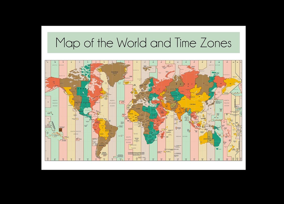 Learning Sign World Map and Time Zones Countries Clock Name List ...