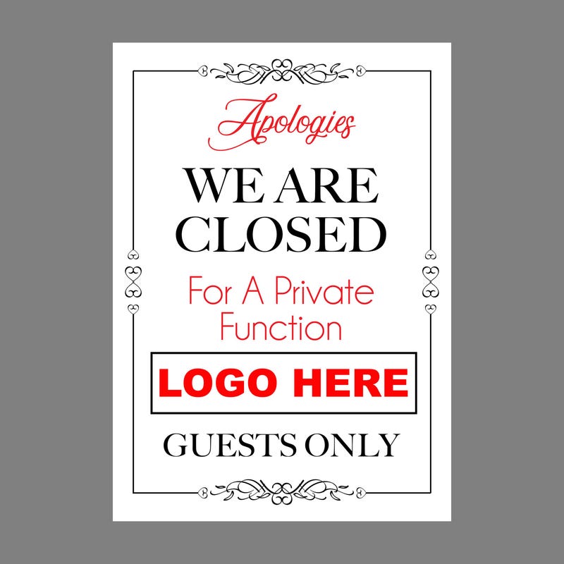 Closed for Private Event Sign - Etsy
