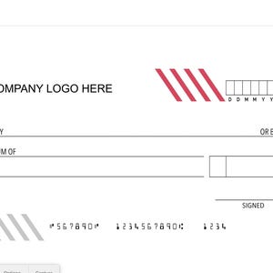 RIGID Ex Large or Smaller Blank Personalised Cheque With Added Logo ...