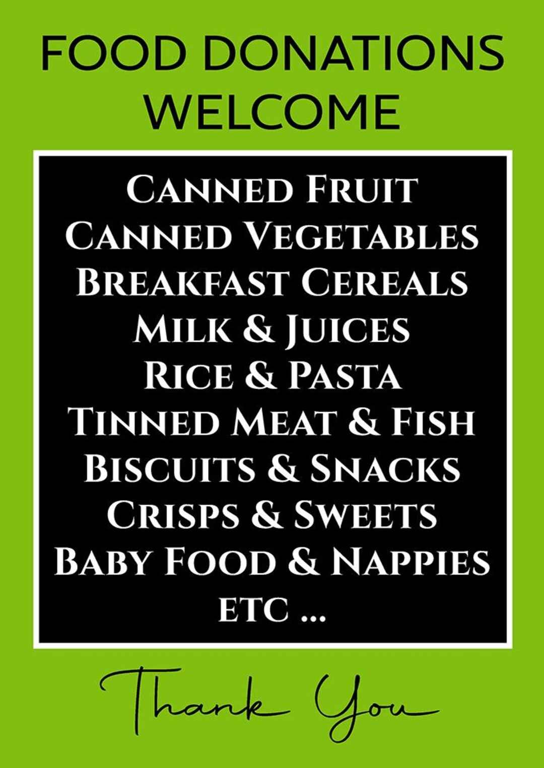 Food Bank Donation Point Food Bank Donations Notice Sign Sticker Decal ...