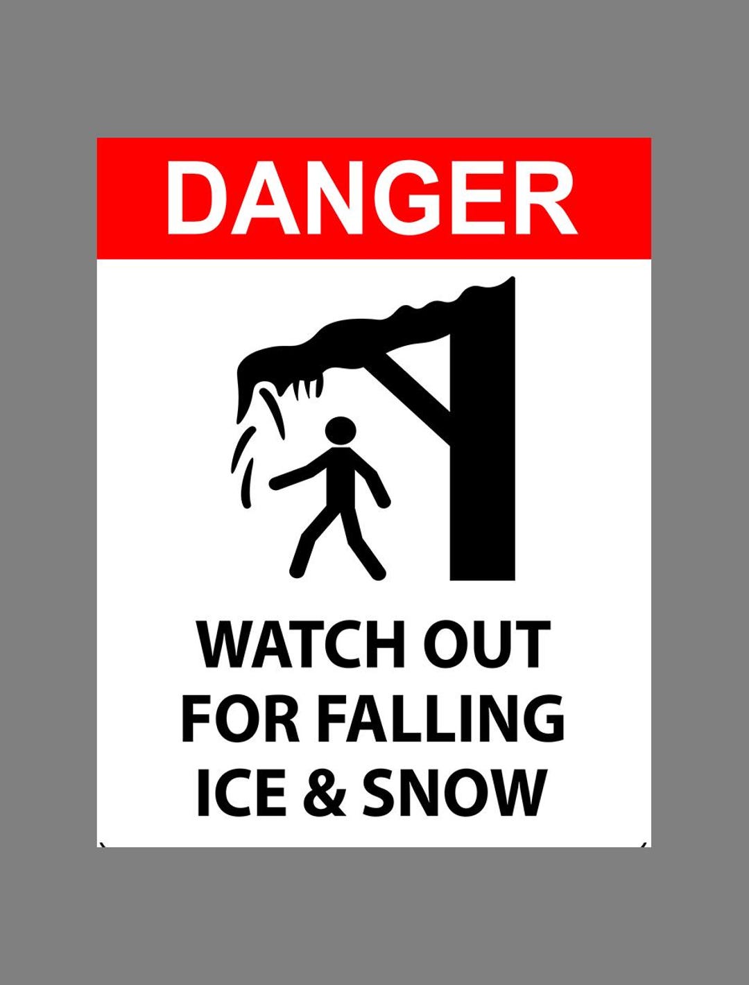 Danger Watch Out for Falling Ice and Snow Sign Business Retail Notice ...