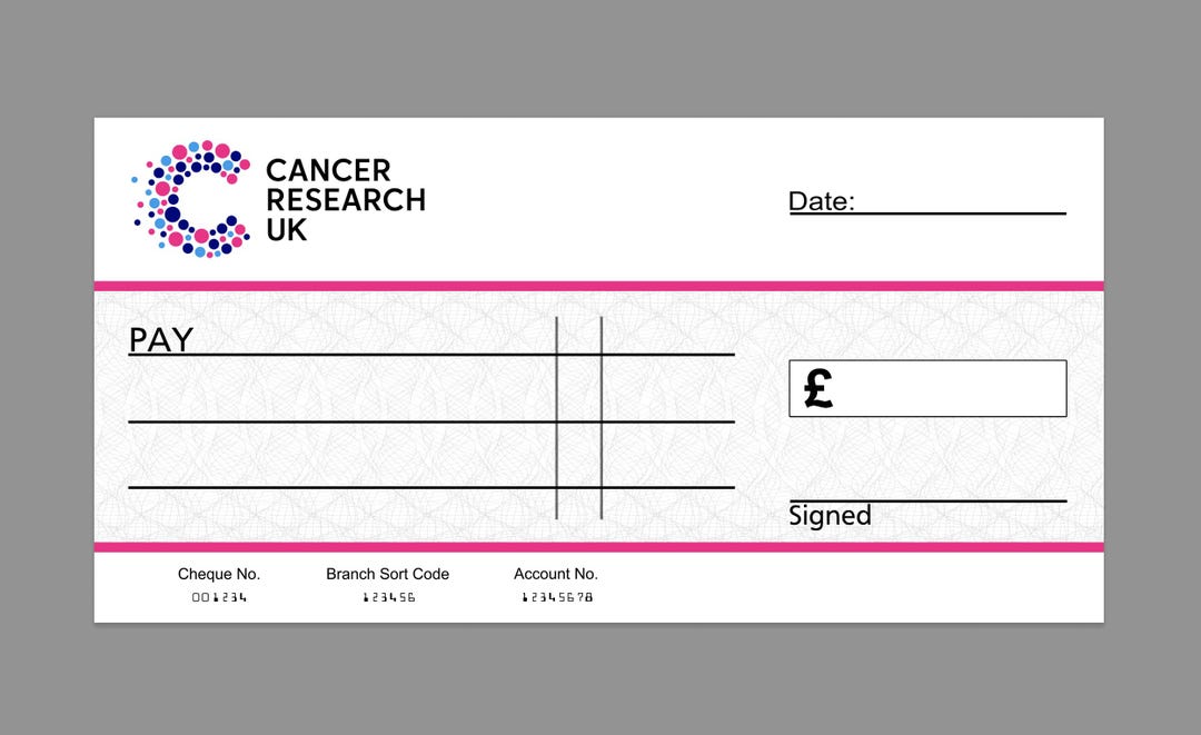 RIGID Ex Large or Smaller Blank Personalised Cheque With Charity Logo ...