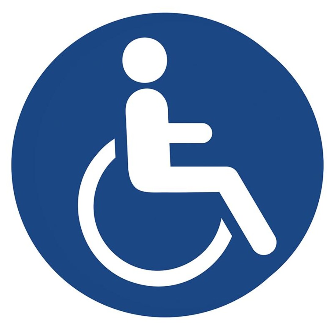 Round Circular Disabled Blue Notice Sign Signage Sticker Decal External ...