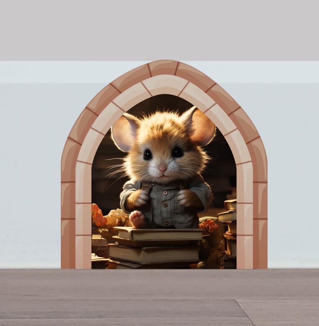 Mouse Hole Vinyl Decal, Mouse Wall Sticker, Mouse Home Books Reading ...