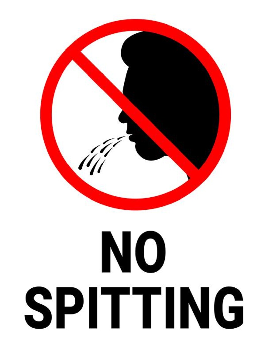 No Spitting Warning Sign Adhesive Vinyl Sticker Decal External Grade ...