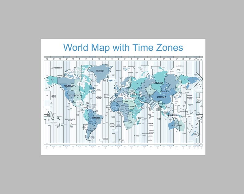 Learning Sign World Map and Time Zones Countries Clock Name List ...